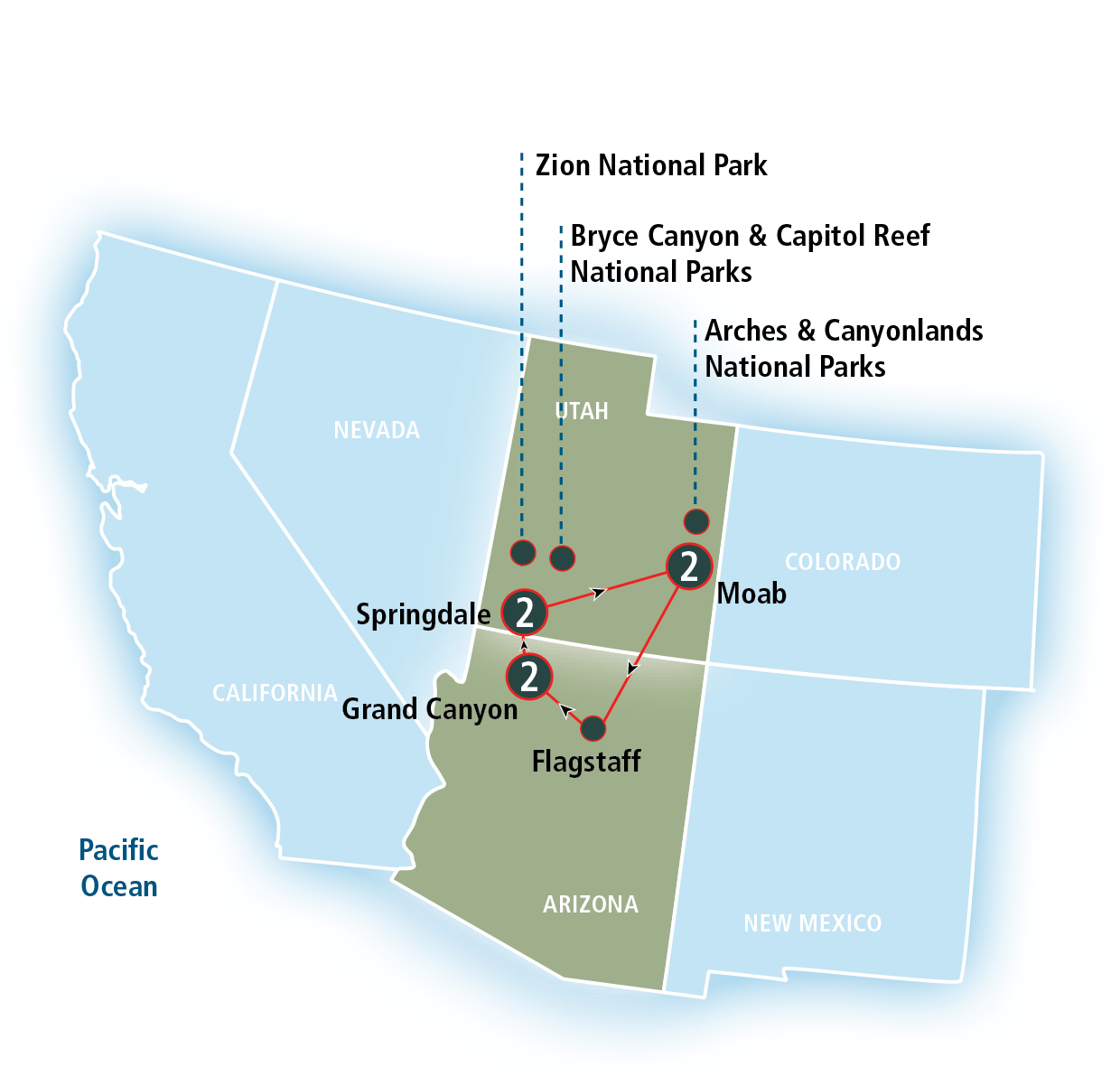 Grand Canyon Area Map Of Bryce And Arches